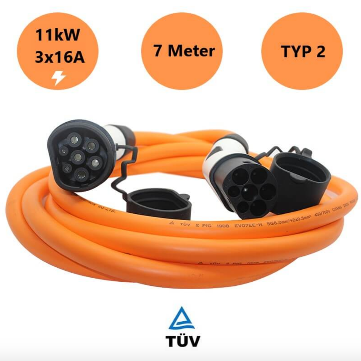Ladekabel 11kW Typ2 / 3 Phasig für Elektroautos 400V/16A | e-drive solution